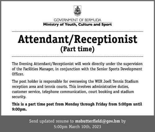 Attendant/Receptionist (Part time) - The Royal Gazette | Bermuda News ...