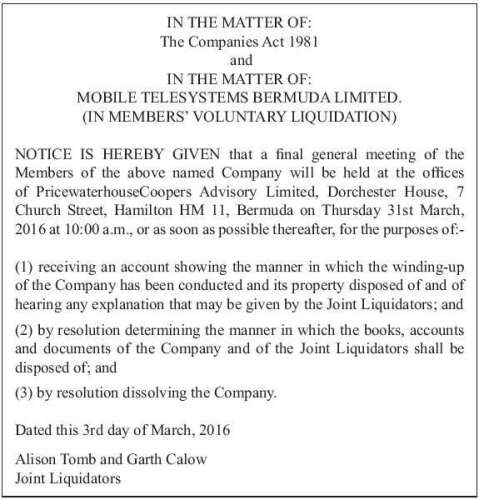 Mobile Telesystems Bermuda Limited - The Royal Gazette | Bermuda News ...