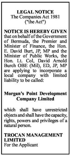 Morgan's Point Development Company Limited - The Royal Gazette ...