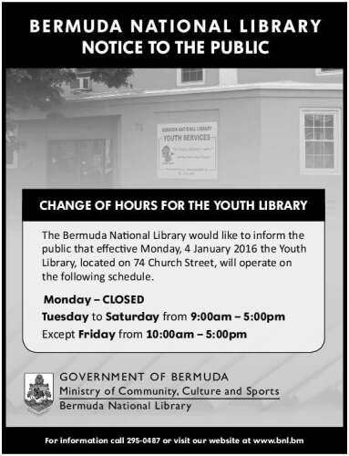 Youth Library Change of Hours - The Royal Gazette | Bermuda News ...