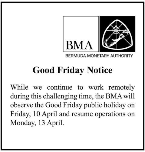 Good Friday Notice - The Royal Gazette | Bermuda News, Business, Sports ...