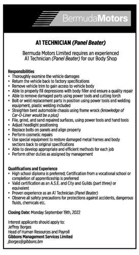 A1 Technician Panel Beater - The Royal Gazette | Bermuda News, Business ...