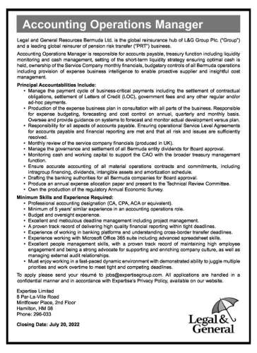Accounting Operations Manager - The Royal Gazette | Bermuda News ...