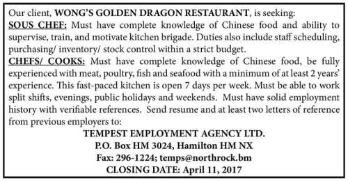 Wong's Golden Dragon - The Royal Gazette | Bermuda News, Business ...