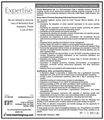 Group Head of Financial Reporting & Bermuda Financial Controller - The ...