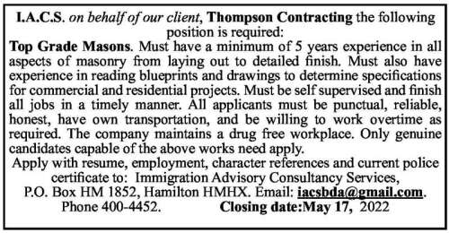 Top Grade Masons - The Royal Gazette | Bermuda News, Business, Sports ...