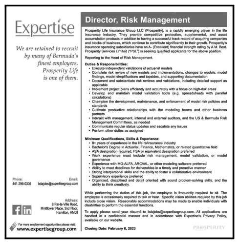Director, Risk Management - The Royal Gazette | Bermuda News, Business ...