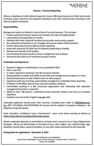 Actuary â€“ Financial Reporting - The Royal Gazette | Bermuda News ...