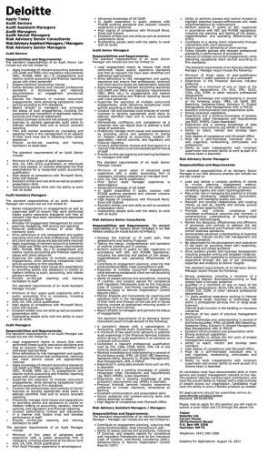 Audit Seniors -Audit Assistant Managers-Audit Managers-Audit Senior ...