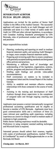 Senior Staff Auditor - The Royal Gazette | Bermuda News, Business ...