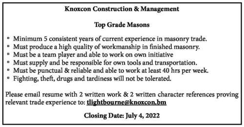 Top Grade Masons - The Royal Gazette | Bermuda News, Business, Sports ...