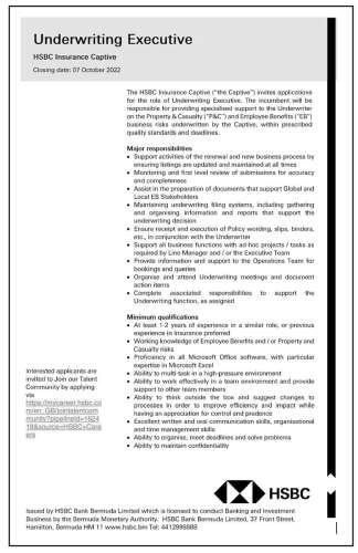 Underwriting Executive - The Royal Gazette | Bermuda News, Business ...