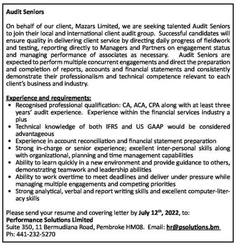 Audit Seniors - The Royal Gazette | Bermuda News, Business, Sports ...