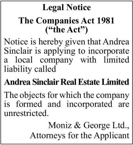 Andrea Sinclair Real Estate Limited - The Royal Gazette | Bermuda News ...