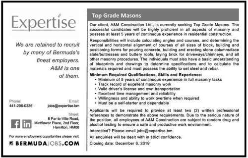 Top Grade Masons - The Royal Gazette | Bermuda News, Business, Sports ...