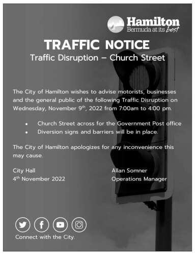 Traffic Notice Crane Church Street - The Royal Gazette | Bermuda News ...