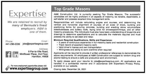Top Grade Masons - The Royal Gazette | Bermuda News, Business, Sports ...