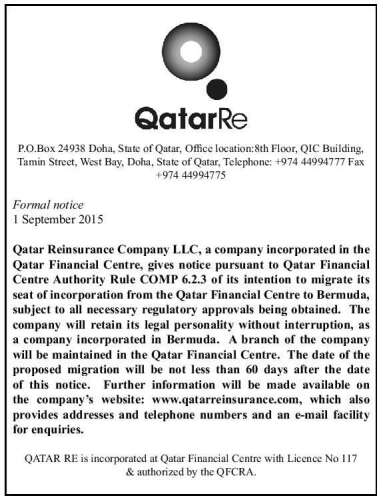 Qatar Reinsurance Company LLC - The Royal Gazette | Bermuda News ...