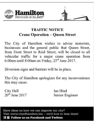 Traffic Notice - The Royal Gazette | Bermuda News, Business, Sports ...