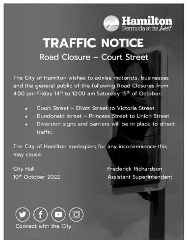 TRAFFIC NOTICE Road Closure â€“ Court Street - The Royal Gazette ...