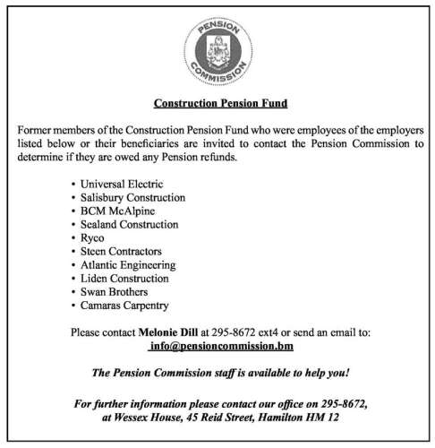 Construction Pension Fund - The Royal Gazette | Bermuda News, Business ...