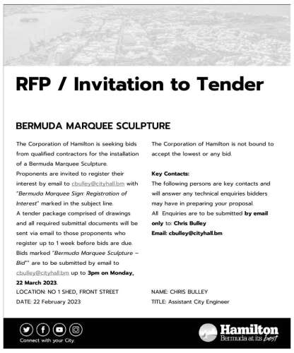 RFP / Invitation to Tender BERMUDA MARQUEE SCULPTURE - The Royal ...