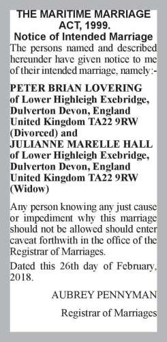 PETER BRIAN LOVERING of Lower Highleigh Exebridge, Dulverton Devon ...