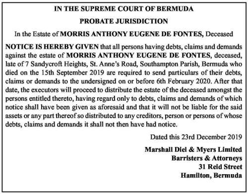 In The Estate Of Morris Anthony Eugene Dr Fontes - Claims - The Royal ...