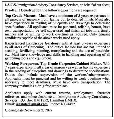 Top Grade Masons - Experienced Landscape Gardener - Working Foreperson ...