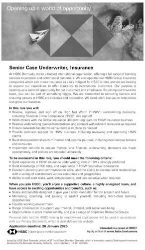 Senior Case Underwriter, Insurance - The Royal Gazette | Bermuda News ...